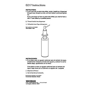 Westbrass D217-51 Kitchen Sink Deck Mounted Liquid Soap/Hand Sanitizer Dispenser with Refillable 12 oz Bottle, Powder Coat Almond