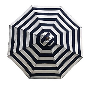 Formosa Covers 9ft Market Patio Umbrella Canopy - 8 Ribs Canopy Replacement in Navy Blue Cabana Stripe Suitable for (52-54 inch Rib Length) - 300D UV Protective and Water-resistant Patio Umbrella Top - Table Umbrella Replacement Canopy Cover