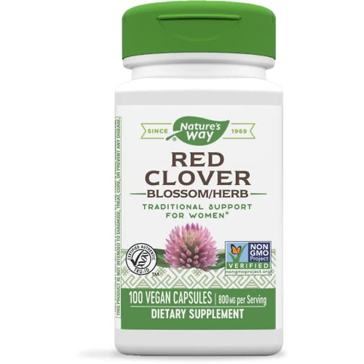 Nature's Way Red Clover Blossom Herb, Traditional Women's Health Support*, 800 mg per serving, 100 Vegan Capsules