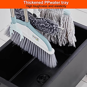 OMESDA Broom and Mop Holder, Stainless Steel Mop Rack, Movable Closet Storage Cabinet Janitor Carts, Storage for Put Wet Mops(Gray)