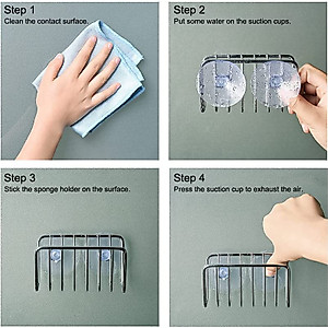 Toplife Kitchen Sink Suction Holder for Sponges, Scrubbers, Soap (Silver)