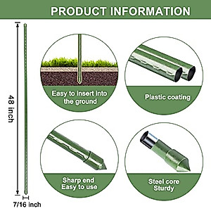 Bloomarea 4 FT Garden Stakes 48 Inch Plant Stakes, Tomato Stakes, Pack of 25