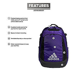 adidas 5-Star Backpack, Team Collegiate Purple, One Size