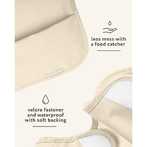 WILLOW + SIM Long Sleeve Baby Bib - Mess-Proof Feeding Bib for Babies 6-24 Months - Parchment