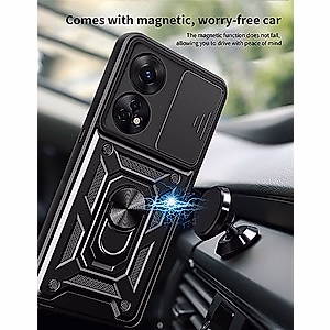 Ysnzaq Case for Oppo A98 6.72", Heavy Duty Shockproof Lens Protective Phone Cover with Magnetic Stand for Oppo A98 SJ Navy