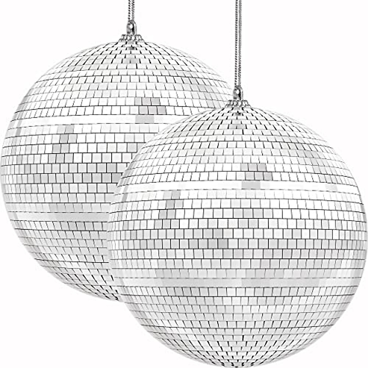The Dreidel Company Mirror Disco Ball 36-Pack Variety, Silver Hanging Ball with Attached String for Ring, Reflects Light, Fun Party Home Bands Decorations, Party Favor (36-Pack Variety)