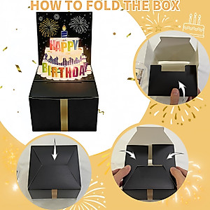 JINSTABAG Money Box for Cash Gift, Birthday Money Pull Box with Music Light DIY Sticker 13th 16th 18th 21th Any Age and Banner, Birthday Decorations for Boys Girls Kids Adult ﻿