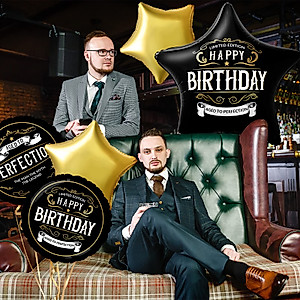 Happy Birthday Decorations for Men，Black and Gold Better With Age Foil Balloon，Adult Birthday Party Decorations