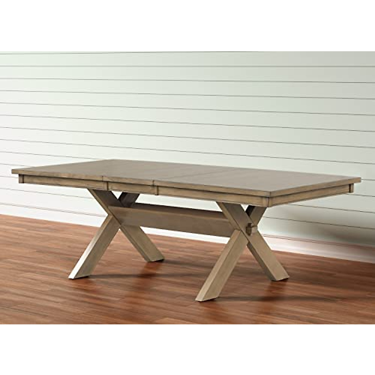 Roundhill Furniture Raven Wood Trestle Extendable Dining Table with Leaf, Glazed Pine Brown