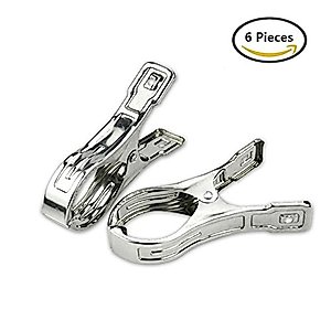 AKOAK 6 Pieces Stainless Steel Beach Bath Towel Quilt Clips - Jumbo Size - Keep Your Towels From Blowing Away