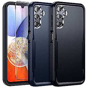 LK for Samsung Galaxy A14 5G Case, Galaxy A14 5G Case with Screen Protector, Dual Layer Heavy Duty Tough Rugged Shockproof Protective Phone Case for Samsung A14 5G, Black