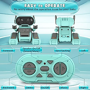 OYMMENEY Robot Toys, Remote Control Robot Toy for Kids, Rechargeable RC Robot with Auto-Demonstration, Flexible Head & Arms, Dance Moves, Music, Shining LED Eyes, Girls Boys Toys Birthday