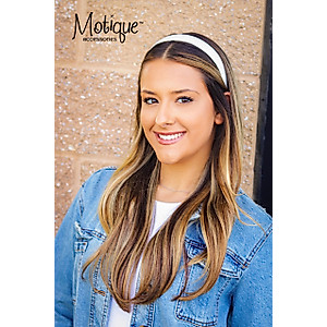 Motique Accessories 1 Inch Vegan Leather Headband for Women and Girls (White)