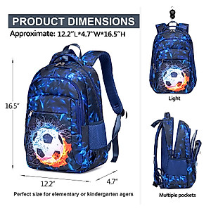 LEDAOU School Backpack Teen Boys Girls Bookbag Daypack School Bag (Football Black)