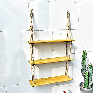 PIBM Stylish Simplicity Shelf Wall Mounted Floating Rack Shelves Wooden Store Display 1 Layer/ 2 Layers / 3 Layers / 4 Layers,4 Colors, Yellow , 49.5X14X120cm