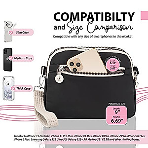 Katloo Cross Body Bag Clutch Purses for Women Designer Handbags Ladies Wrist Wallets Small Satchel with Canvas Shoulder/Wrist Strap (Black)