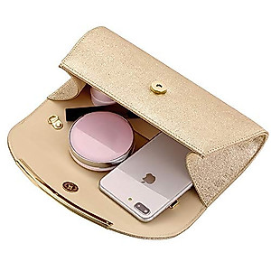 BENCOMOM Women gold clutch Purses Formal Evening Bags Wedding Party Dressy Handbags Bridal Prom shoulder bag with chain