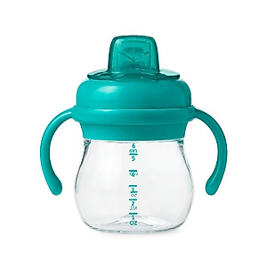 OXO Tot Transitions Soft Spout Sippy Cup with Removable Handles, Teal, 6 Ounce (2 Pack)