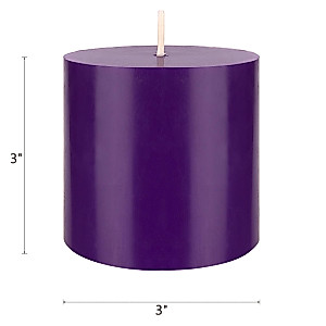 Mega Candles 1 pc Unscented Purple Round Pillar Candle, Hand Poured Premium Wax Candles 3 Inch x 3 Inch, Home Décor, Wedding Receptions, Baby Showers, Birthdays, Celebrations, Party Favors & More