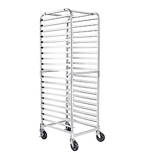 HARDURA 20 Tier Bun Pan Rack, Bakery Rack with Casters, NSF Home Commercial Kitchen, Aluminum Storage Cooling Sheet Pan Rack,20"x26"x69"H