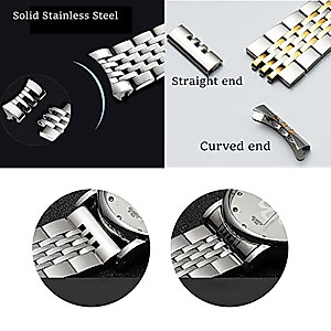 Niziruoup 22mm Stainless Steel Watch Band, Universal Metal Watch Bracelet Strap Replacement Band fit Men Women Watches and SmartWatches, Stainless Steel, Two-Tone Silver Gold