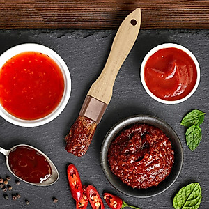 Set of 4, Pastry Brushes and Dough Scraper, findTop Basting Oil Brush with Boar Bristles Wooden Handle Hanging Hole with Extra Dough Scraper for Bread Dough BBQ Sauce Baking Cooking