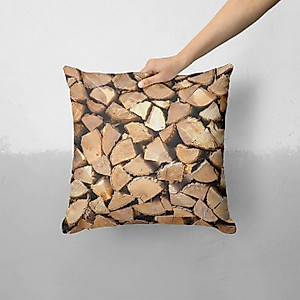 iiRov Chopped Wood Logs - Custom Decorative Home Decor Indoor or Outdoor Throw Pillow Cover for Sofa, Bed or Couch Cushion (Pillow CASE Cover ONLY)