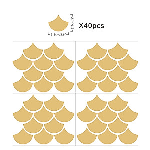 40 Pcs Mermaid Scale Wall Decal, Nursery Decor, Geometric Decals, Modern Wall Decals, Unique Wall Decor for Kids, Wall Decals for Girls Boys Room(Y06) (Matte Gold)