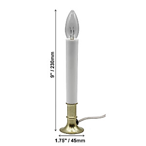 Creative Hobbies® Electric Window Candle Lamp with Brass Plated Base, On/Off Switch, Light Bulb, Ready to Use!