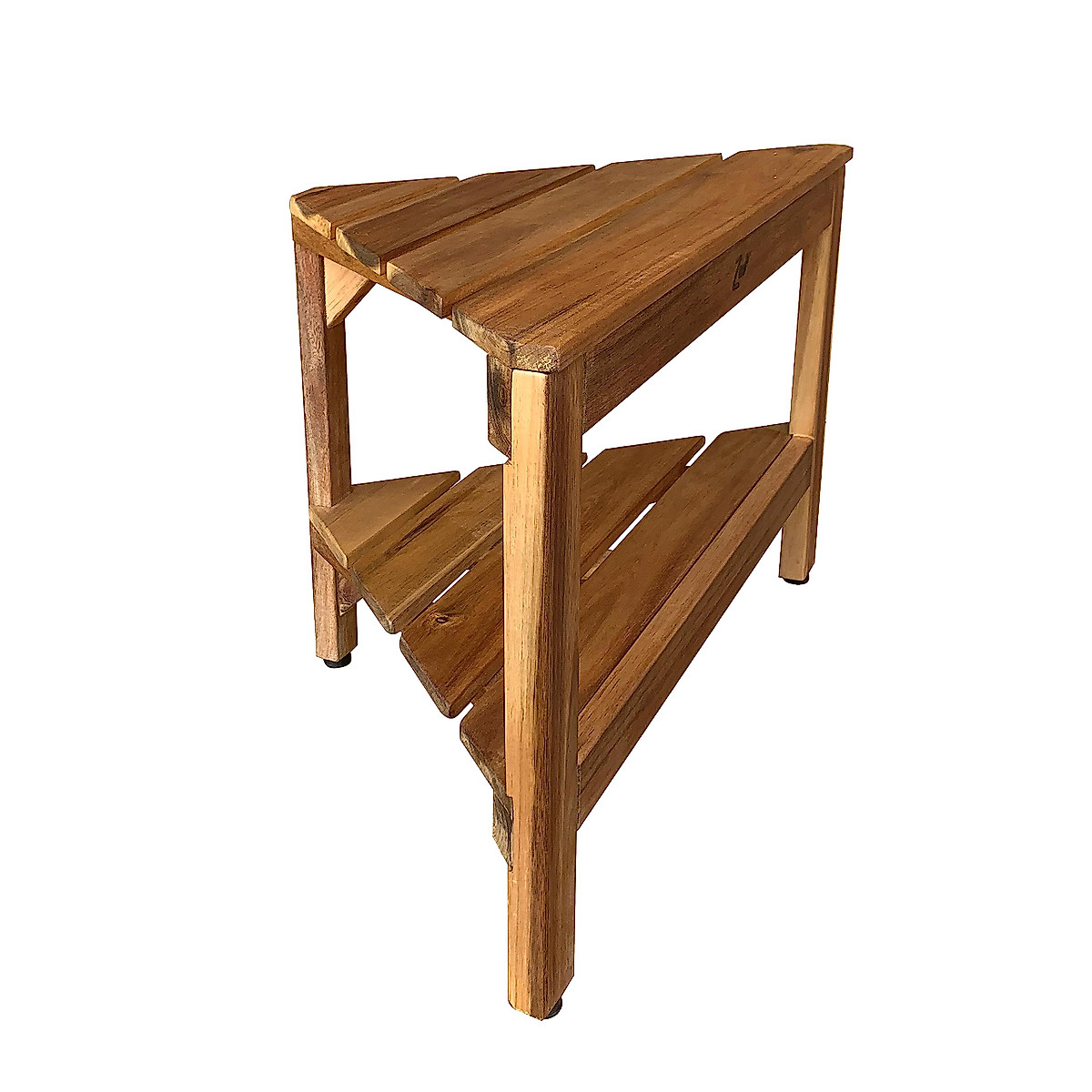 Zen 28" Acacia Shower Stool, Shower Bench, Corner Bench, Shower Foot Rest, Corner Shower Bench with Shelf, Shower Seats and Benches, Corner Shower Stool for Inside Shower, Corner Shower Stool