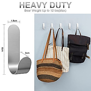 Adhesive Wall Hooks for Hanging, 20PCS Sticky Towel Hooks for Bathrooms, Shower Hooks for Inside Shower, 12lb(Max) Stick on Hooks Heavy Duty, Metal, Waterproof, Oil-proof, Wall Hanger Kitchen Hooks