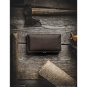 Leather Wallet for iPhone 14 Pro / 14 Plus, 14/13 / 12 Pro Max, 13/12 Mini, Sleeve for Two Phones, Wood Brown, Handmade Phone Cover SE, 12, 11 Pro Max/Xr/Xs/8,7,6s,X Wool Felt, Crazy Horse Craft