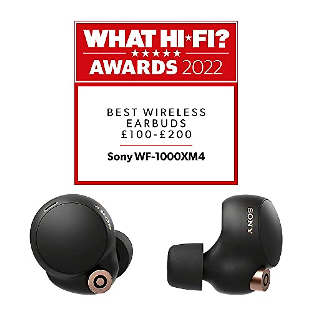 Sony WF-1000XM4 Truly Wireless Noise Cancelling Headphone - Optimised for Alexa and Google Assistant - with Built-in mic for Calls - Bluetooth Connection - Black/Copper