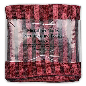 DII Microfiber Multi Purpose Cloths for Dishes, Stainless Steel and Glass for Cleaning, Drying and Polishing,12x12 (Set of 6) - Wine