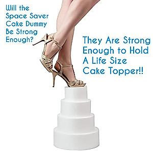 Silverlake Space Saver Cake Dummy Set - 5 Piece Set - Up to 5 Tier Cake 20 inches Tall - EPS Polystyrene Circle for Baking (Round)