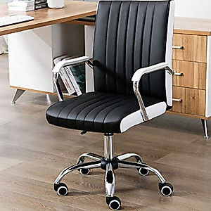 ZLBYB High-Back Executive Swivel Office Desk Chair with Ribbed Upholstery - Black, Lumbar Support, Style