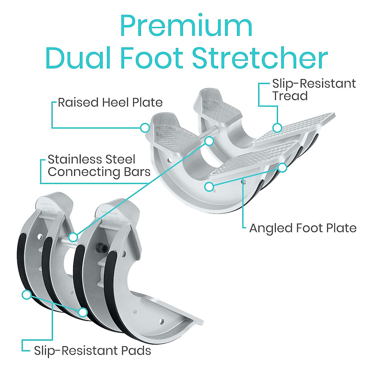 Vive Foot Rocker - Dual Calf Stretcher for Achilles Tendinitis, Heel, Feet, Shin Splint, Plantar Fasciitis Pain Relief- Stretches Strained Leg Muscle- Ankle Wedge Stretch Improves Flexibility (2 Feet)