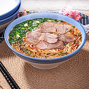 Swlthwen Japanese Vintage Style Ceramic Noodle Ramen Bowls Set of 4, 30.5 OZ Porcelain Noodle Soup Bowls