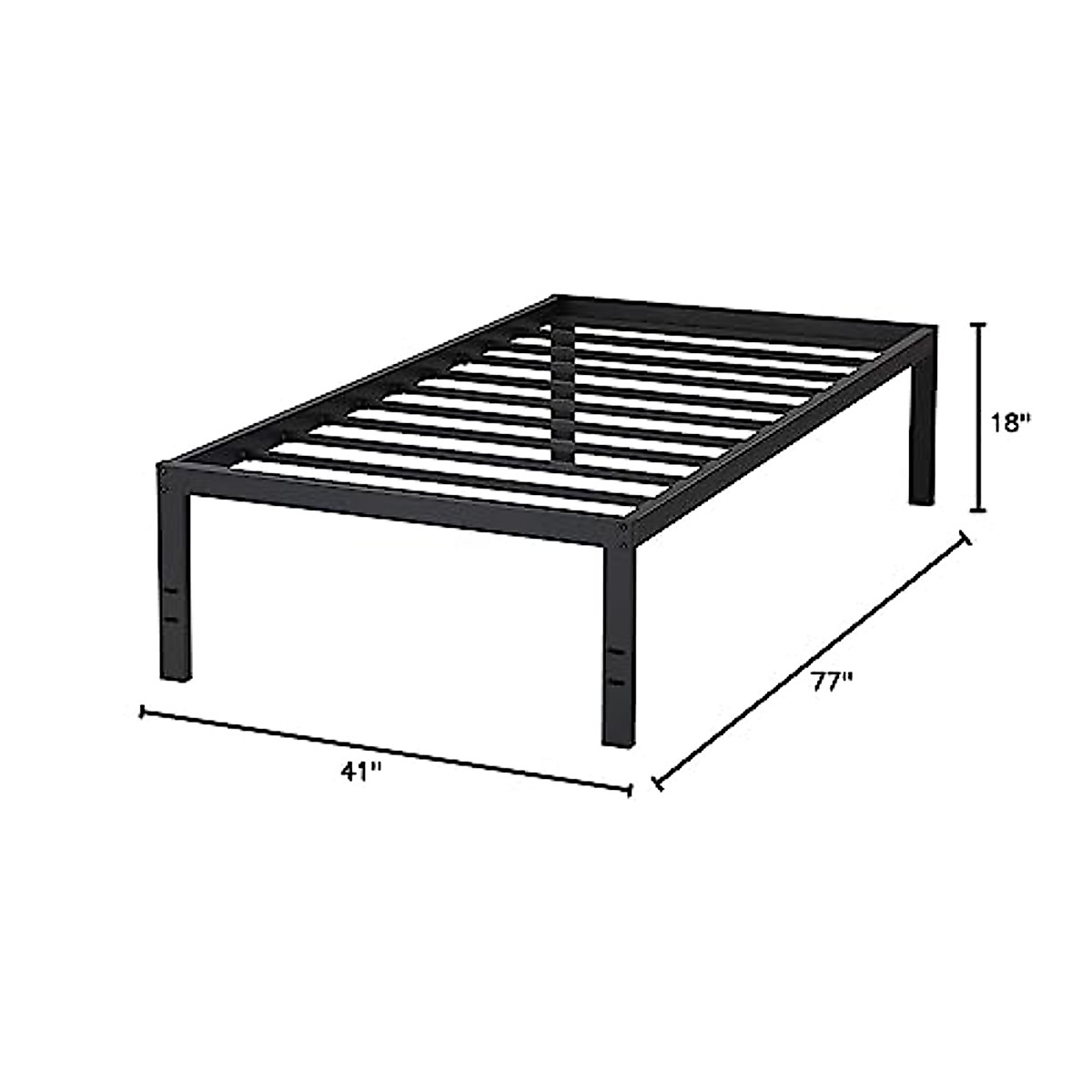 Olee Sleep 18inch Tall Steel Slat / Non-slip Support S-3500 High Profile Platform Bed Frame, Twin
