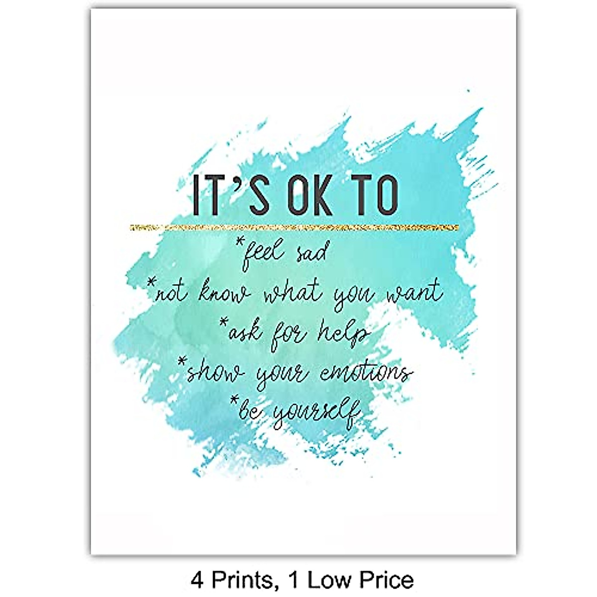 Light Blue Inspiring Positive Affirmations Quotes Wall Decor - Inspirational Art Posters 8x10 - Encouraging Self Improvement Motivational Sayings - Uplifting Encouragement Gifts for Empowered Women