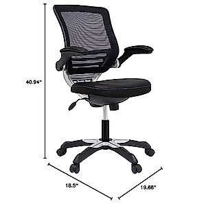 Modway Edge Mesh Back and White Vinyl Seat Office Chair With Flip-Up Arms - Computer Desks in Black