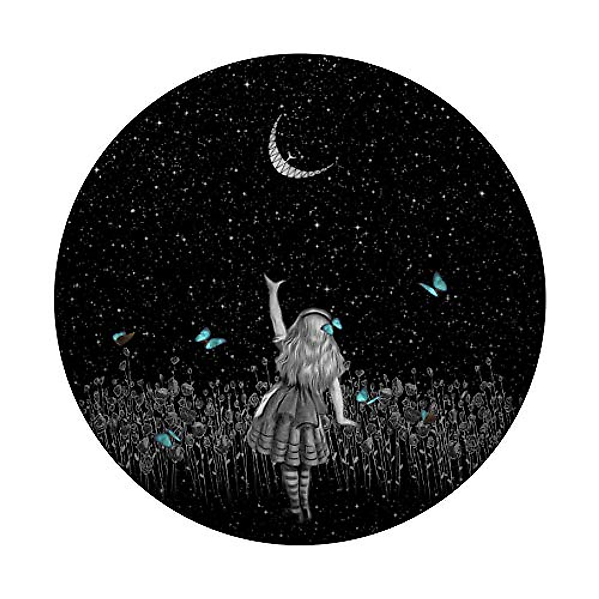 Wonderland Smiling Starry Night - Alice In Wonderland PopSockets PopGrip: Swappable Grip for Phones & Tablets