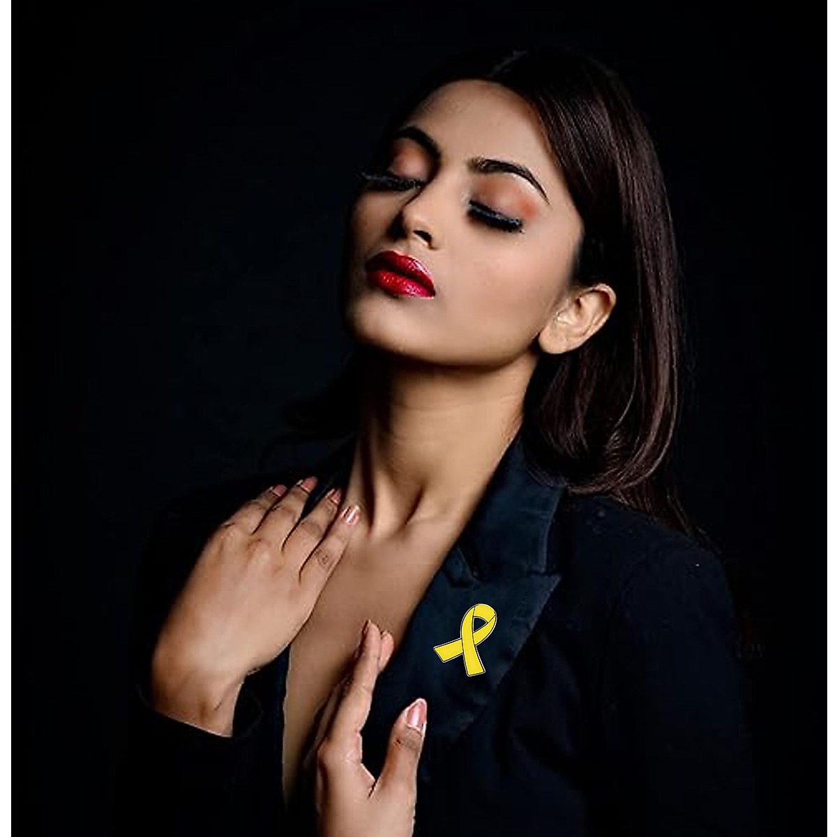 12/25/50/100 pieces Metal Yellow Ribbon Pin Awareness Ribbon Pin Bone Cancer Awareness Support Campaign Charity Donation Event Gift Accessories Brooch (25)