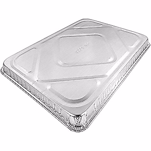 1/2 Size Sheet Cake Aluminum Foil Pan w/Clear Low Dome Lid (Pack of 10 Sets) 17.1 L x 12.3 W x 1.25 D