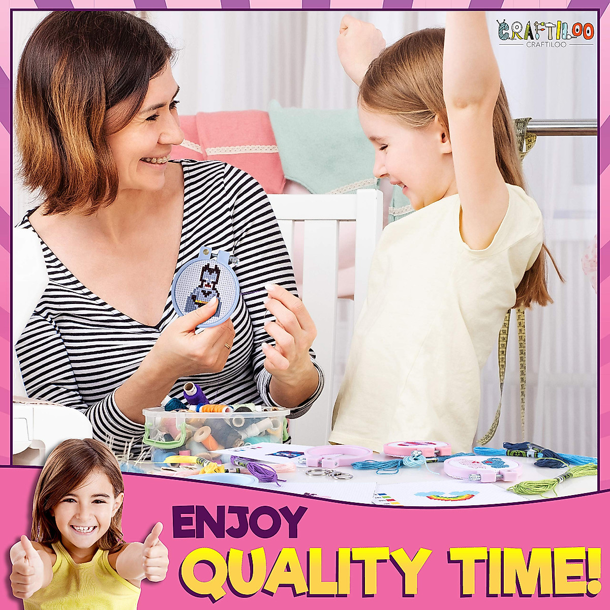 5 Stamped Superhero Cross Stitch Beginner Projects for Kids Needlepoint Starter kit Sewing Set for Backpack Charms…