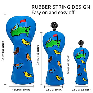 Barudan Golf Fairway Wood Head Cover Headcover, Birdie & Green Golf Fairway Headcover Interchangeable # 3 4 5 7 X Fairway Head Cover Golf Protective Case Blue