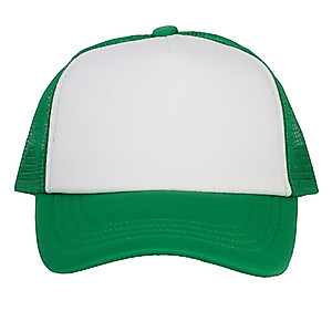 TOP HEADWEAR Youth Girls Boys Trucker Cap - Snapback Kids Baseball Hat White/Kelly Green