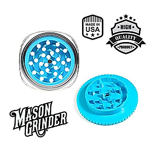 2 Piece Herb Grinder with Holes by Mason Grinder - Large Mouth - 2 Piece Herb Grinder with Holes - Fits on Wide Mason Jars (Jar Not Included)