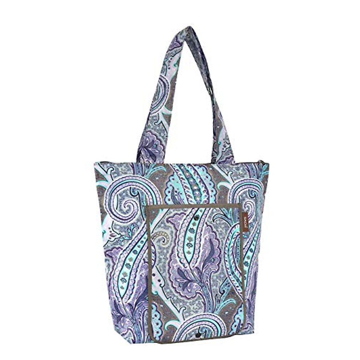 Sachi 3 Piece Market Tote Set – Insulated Thermal Reusable Grocery Bags for Cold and Hot Foods – Lightweight, Portable and Fold-able (Brown Damask Paisley)