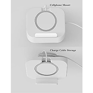 Phone Wall Mount for Magsafe Charger Bedside Phone Holder Compatible with Magsafe Accessories Fit for iPhone 12/12 Pro/ 13 Pro Max(Charger Not Included) (White)